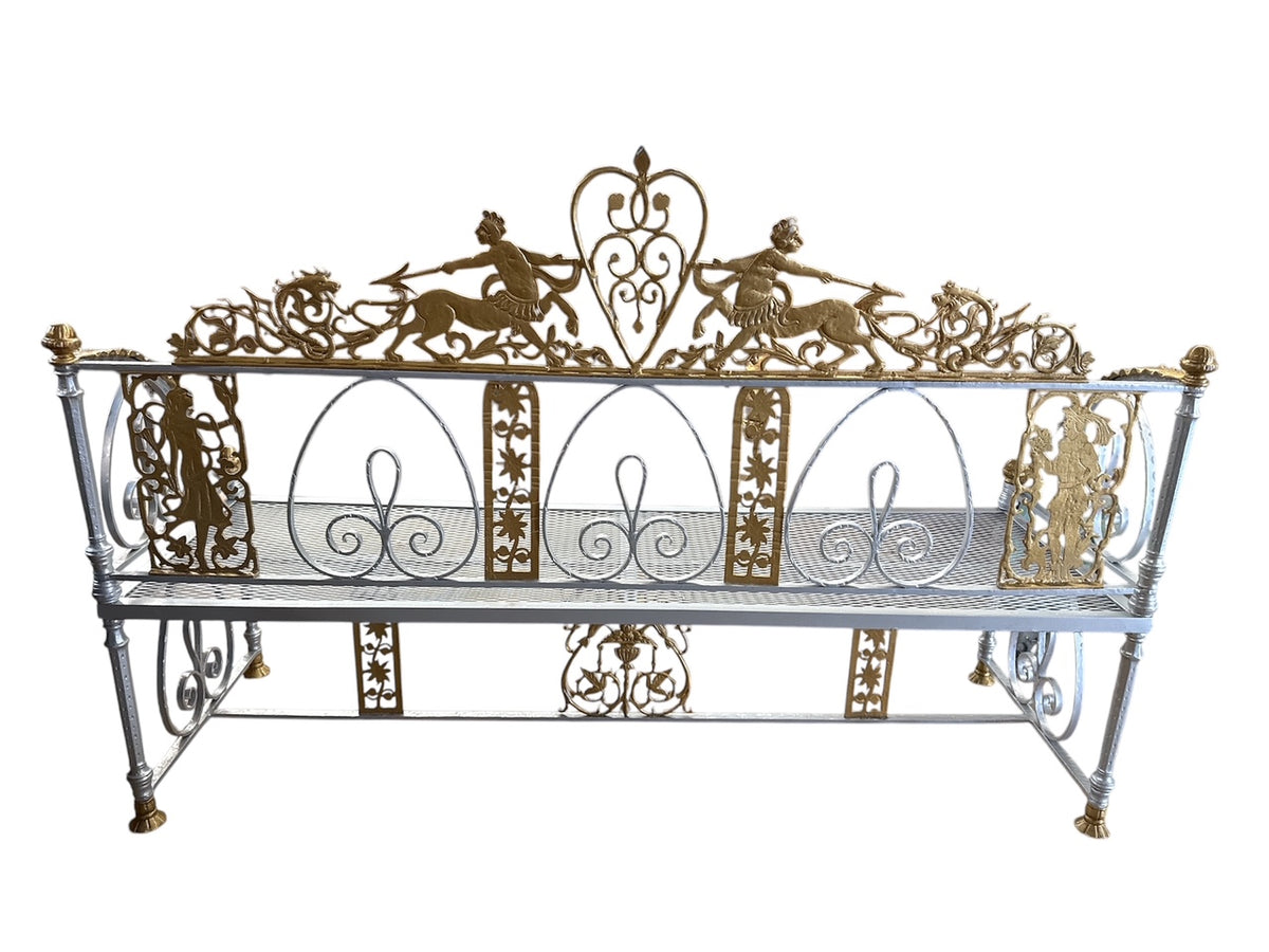 Fancy Painted Wrought Metal Bench – Kofski Antiques